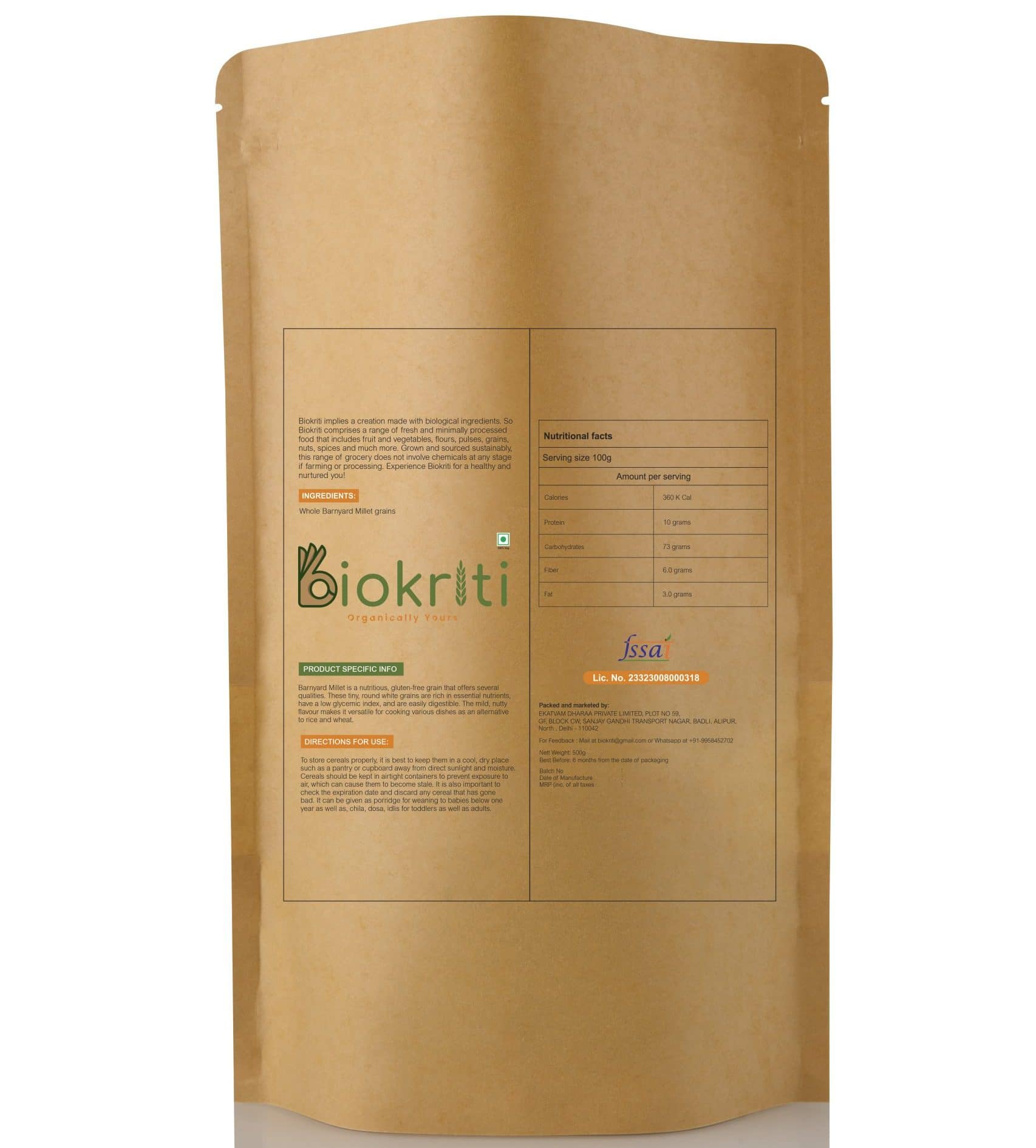 Biokriti Barnyard Millet Chemical-free, and gluten-free (Sama/Sama ...